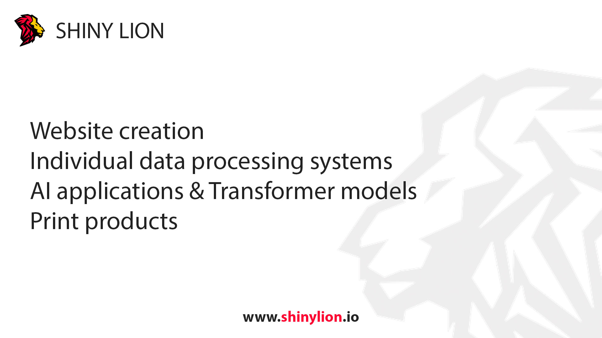 Overview | SHINY LION - The Rocco Zeiler company